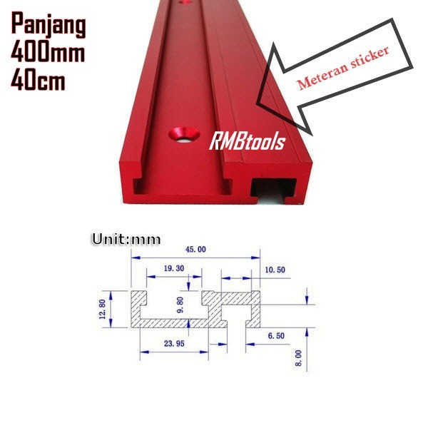 Jual MITER TRACK TABLE SAW 400mm T-TRACK T-SLOT TABLE SAW ROUTER SLIDE ...