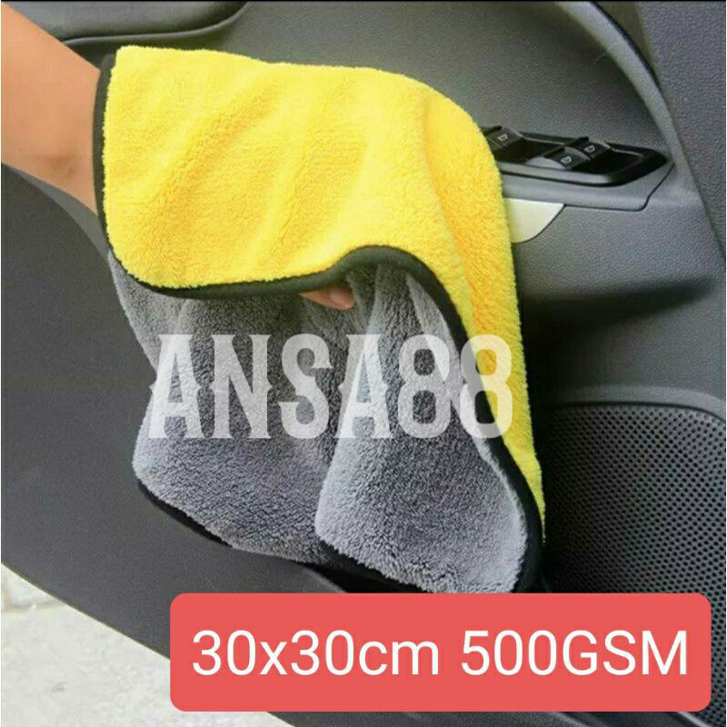 Jual kain lap mobil halus tebal 500GSM 30x30cm lap kuning abu lap ...