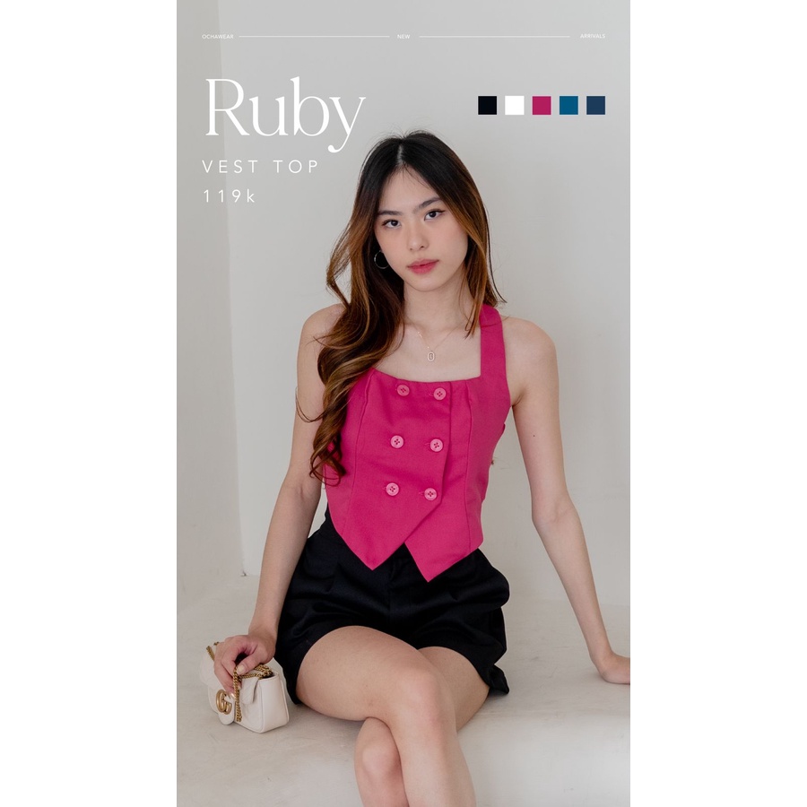 Jual Ruby Vest -- Ocha Wear | Square Neck Tube Tank Top | Jennie Blackpink Concert Top | Pakaian ...