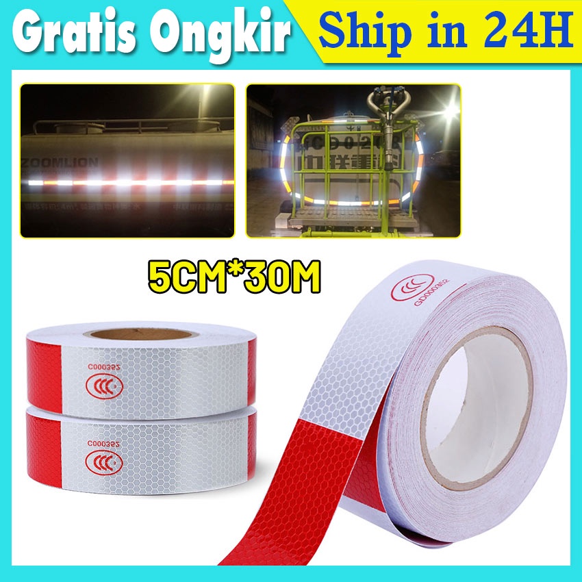 Jual Stiker Reflektor Merah Putih 3M Sticker Reflektif Pantul Cahaya ...