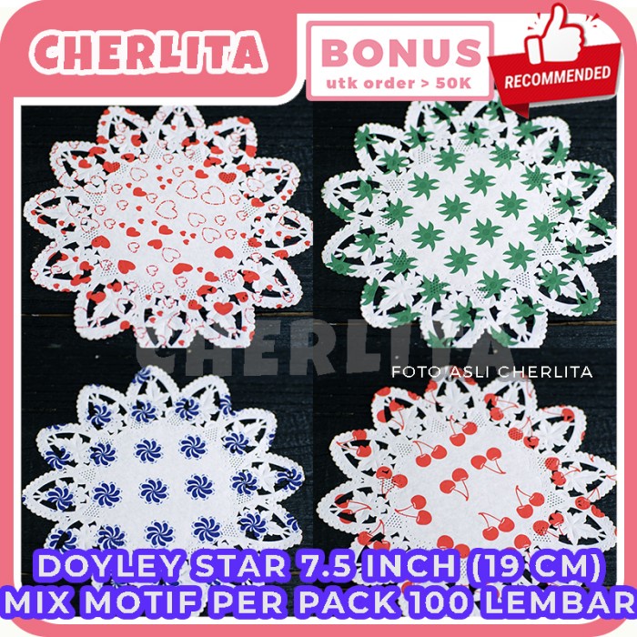 Jual Doyley Paper Motif 7.5 Inch Alas Toples Doileys Doyleys Kertas Kue ...