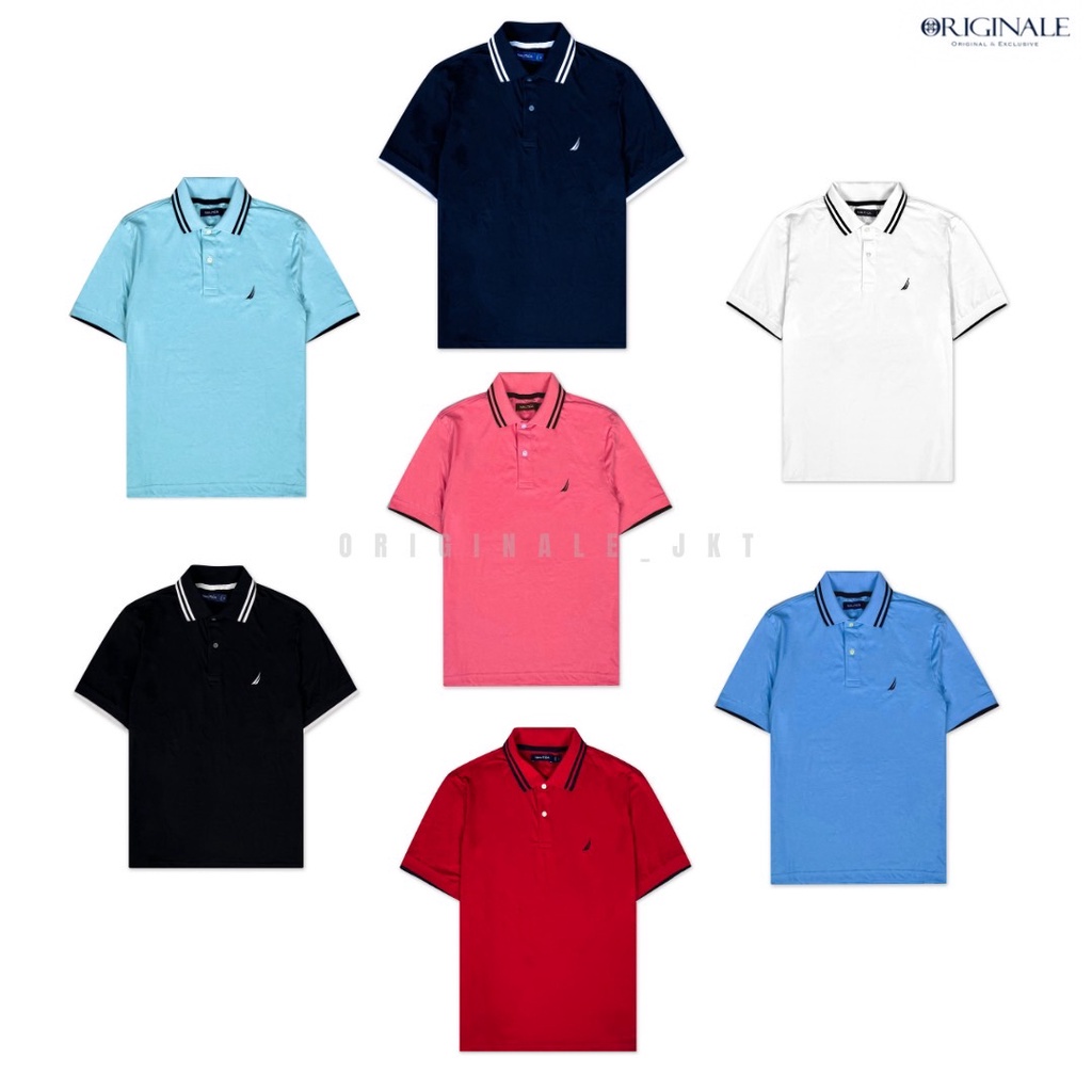 Jual Kaos Kerah Pria Classic Fit Tipped Collar by NAU | Shopee Indonesia