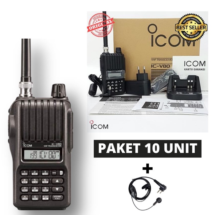 Jual Walkie Talkie 10 Unit HT Handy Talky ICOM IC-V80 / Walky Talkie ICOM v80 Lithium | Shopee ...