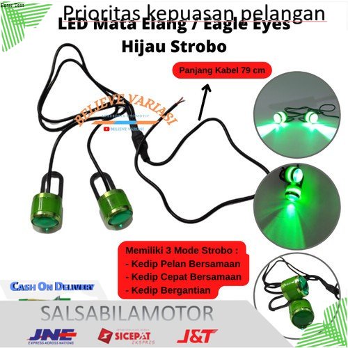 Jual Lampu Mata Elang Strobo Eagle Eye Flash Strobo Kedip 3 Led Warna Biru - Hijau | Shopee ...