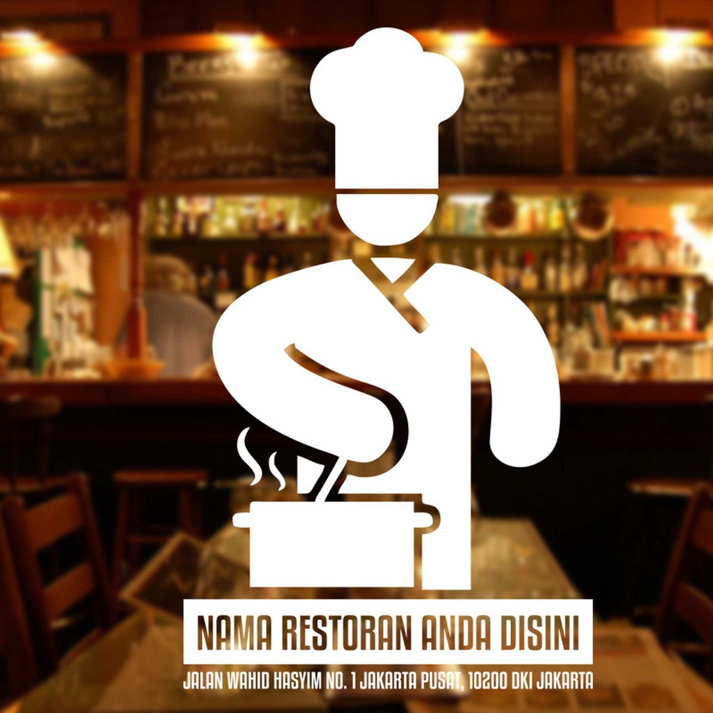 Jual Stiker Dinding Resto Chef Logo Custom Ganti Teks Restaurant Cafe ...