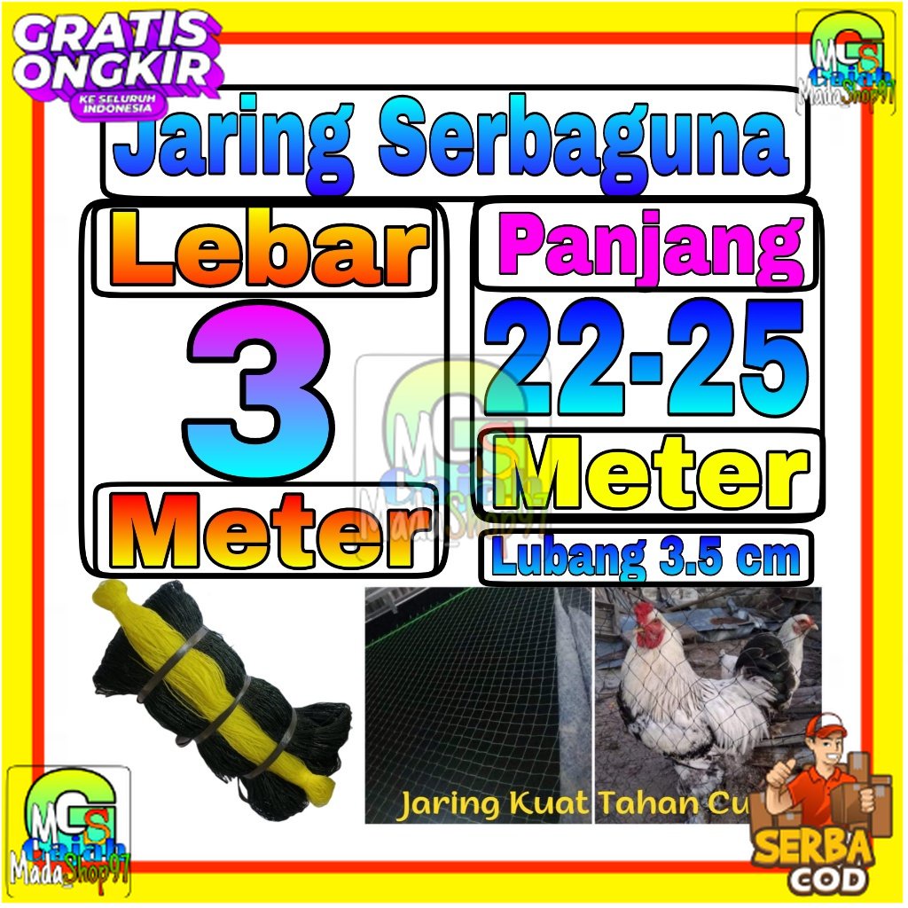 Jual Jaring Ayam Lebar 3 Meter x panjang 25 meter Jaring Pagar Ayam ...