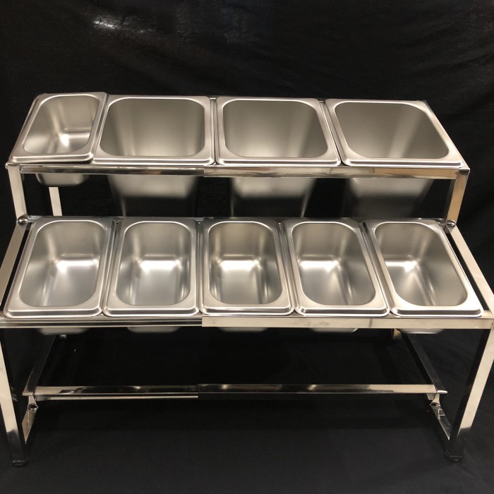 Jual Rak / dudukan food pan 2 tingkat / level stainless garnish rack ...