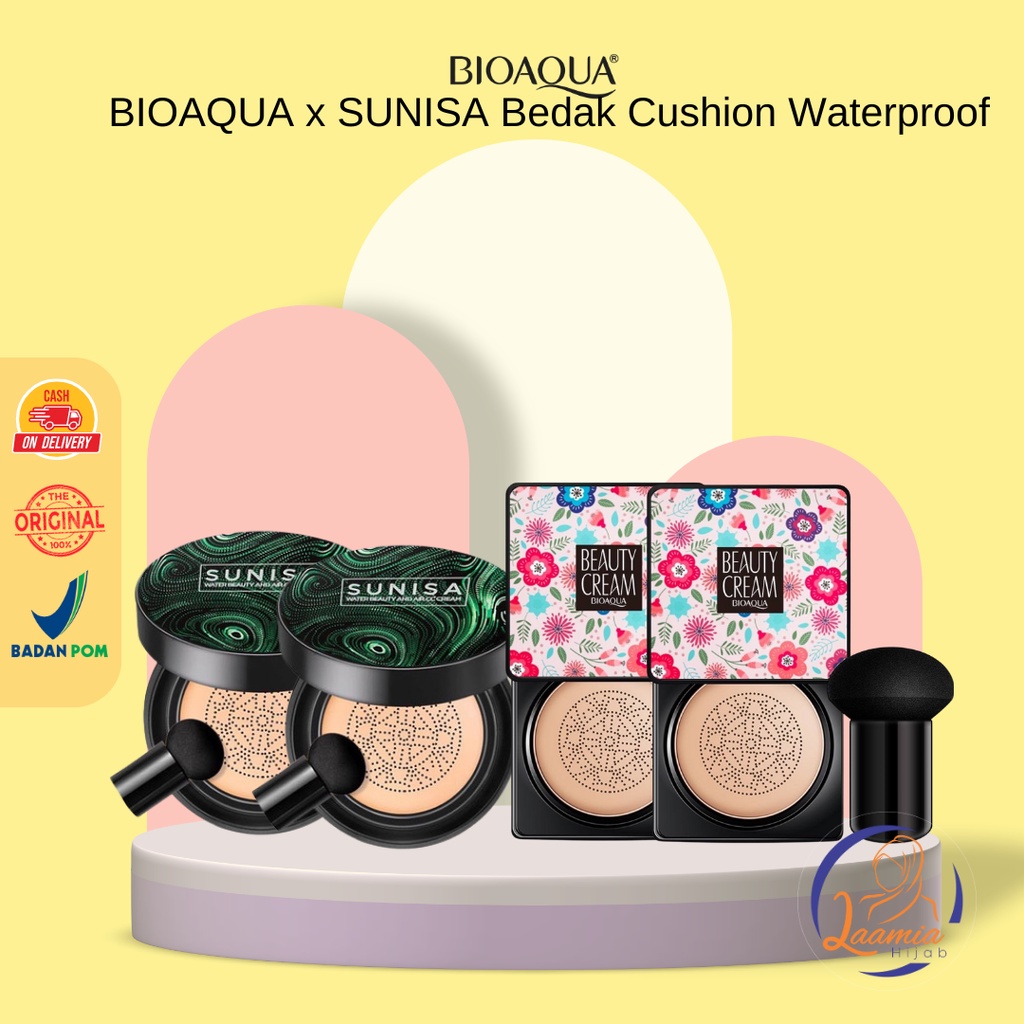 Jual Bioaqua X Sunisa Bedak Cushion Waterproof 20G Dan Beauty Cream Full Coverage Bb Cushion ...
