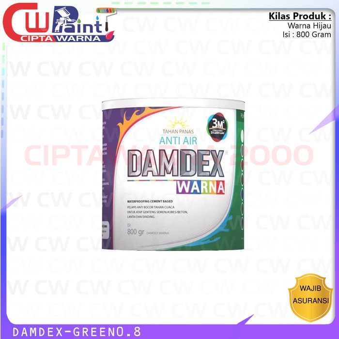 Jual Cat DAMDEX WARNA 0.8kg Green Hijau WATERPROOFING KOLAM IKAN RENANG ...