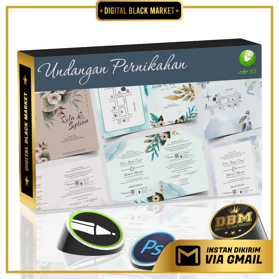 Jual ID8001 - 10 Desain Undangan Potrait Exlusive Psd CorelDraw ...