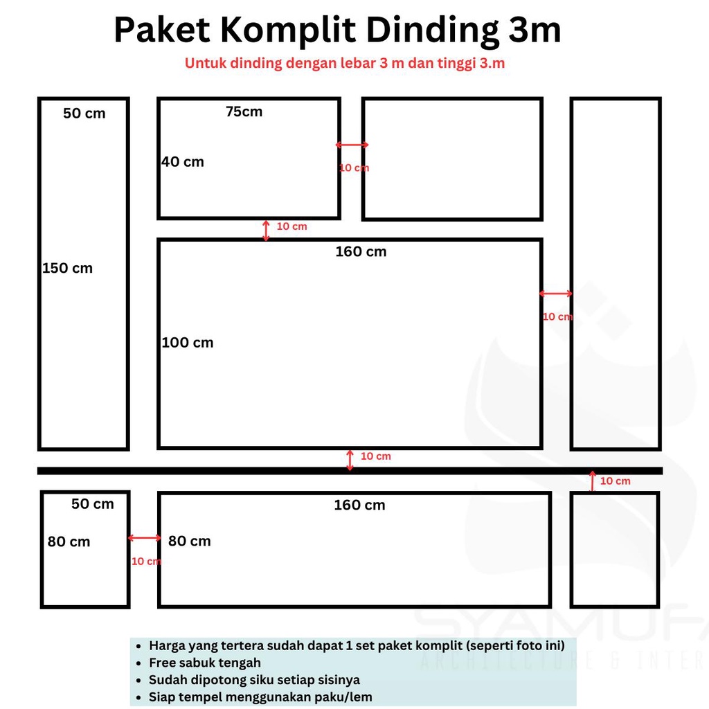 Jual PAKET KOMPLIT Wall Moulding/Waincoasting Molding Lis Profil Lebar ...