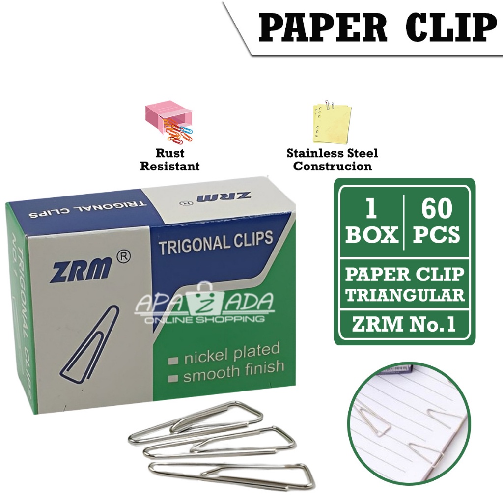 Jual Apazada - Paper Clip Trigonal No.1 [1 Box - 60 Pcs Clip] / Klip ...
