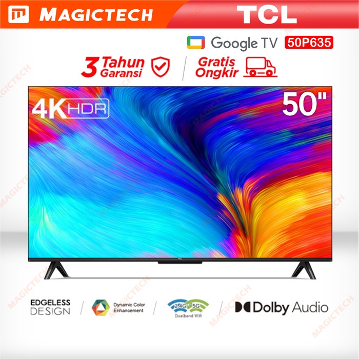 Jual TV LED TCL 50 INCH 50" SMART GOOGLE TV 4K UHD DOLBY EDGELESS ...