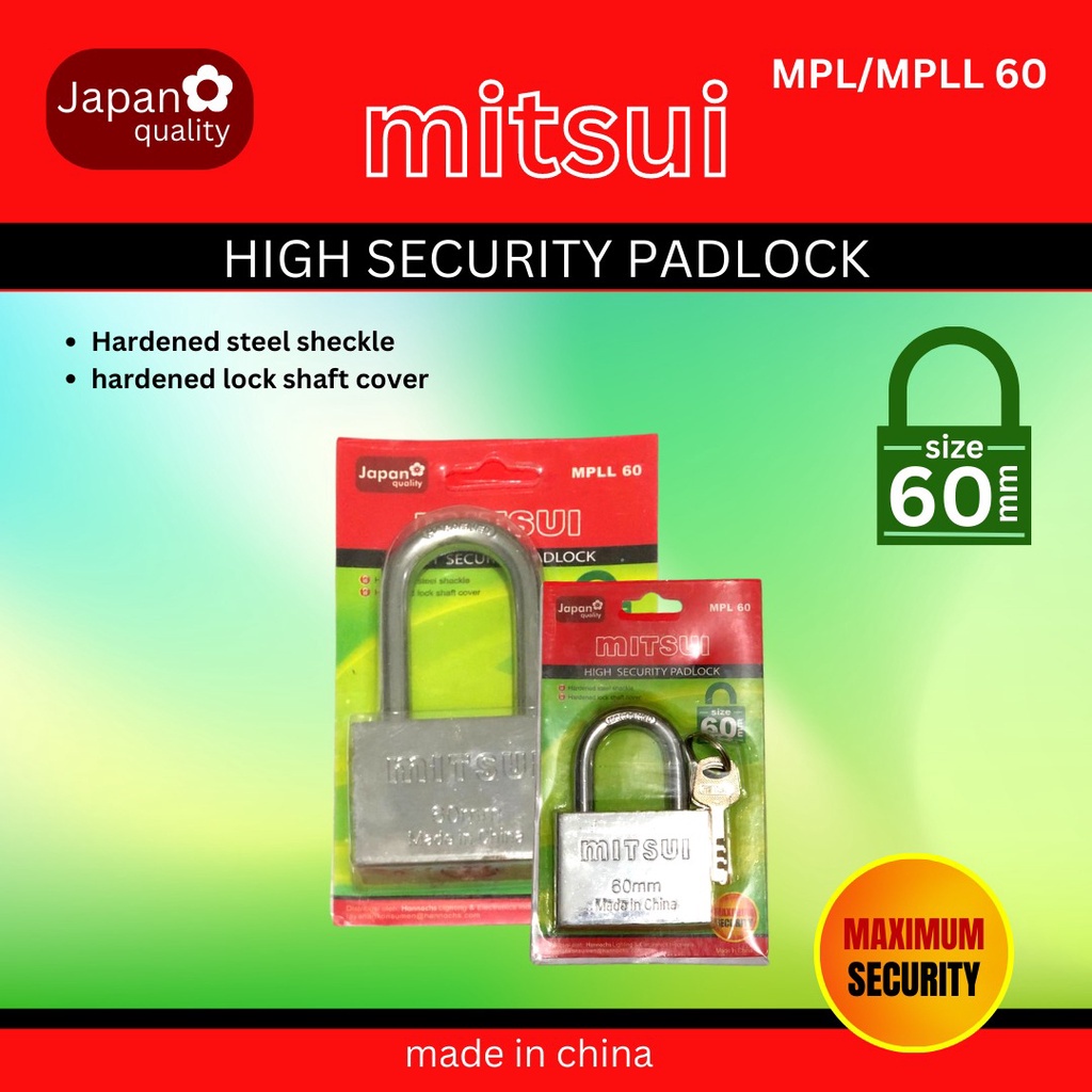 Jual Mitsui Gembok Baja MPLL/MPL 60mm Leher Panjang High Security Padlock | Shopee Indonesia