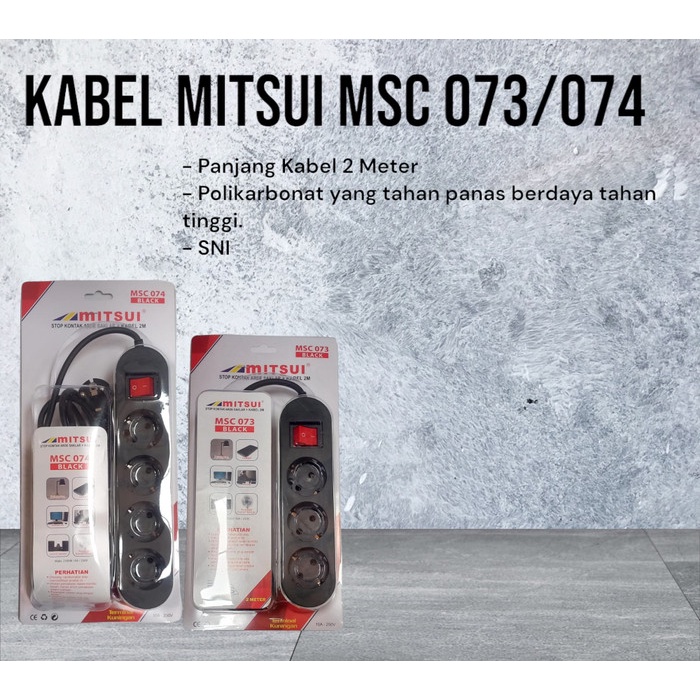 Jual MITSUI Stop Kontak MSC 073/074 Panjang Kabel 2 Meter 3 /4 colokan| Kabel Listrik Mitsui ...