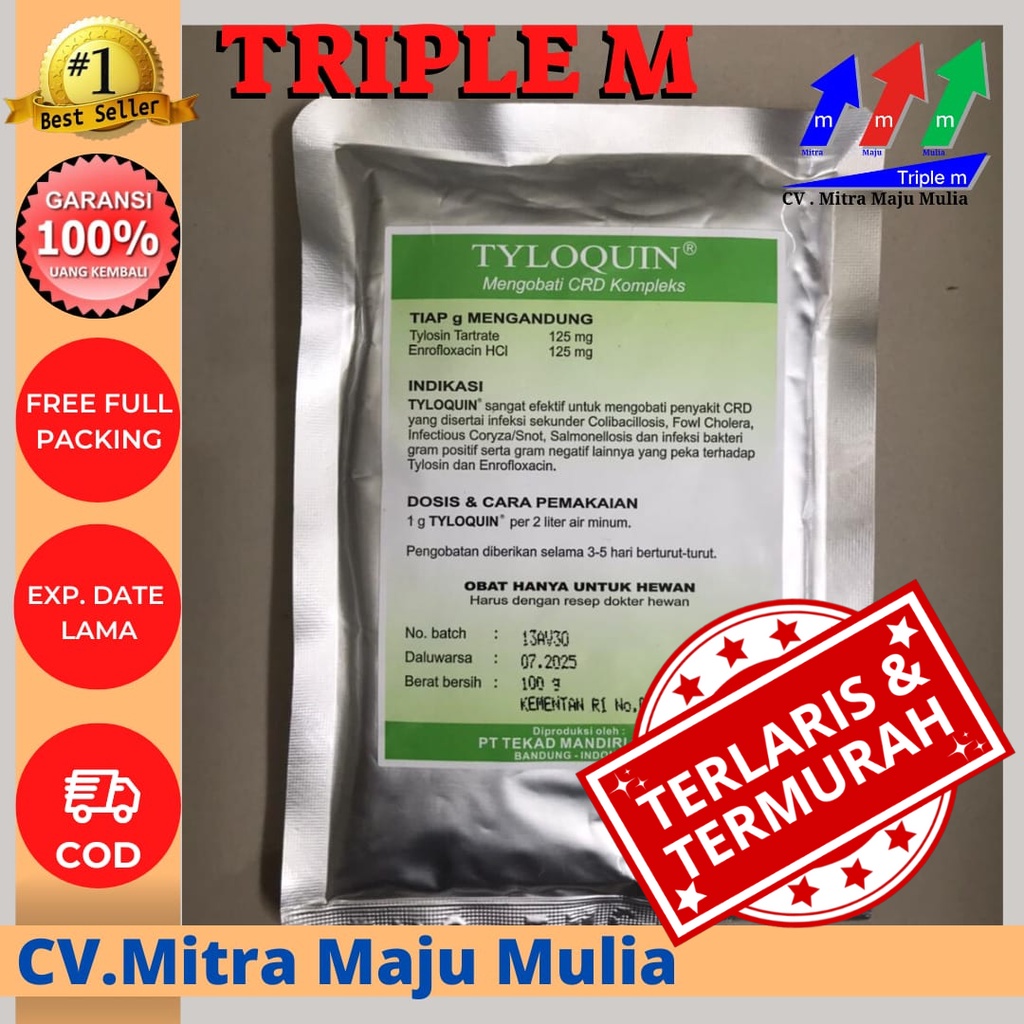 Jual Tyloquin 100 gram CRD Kompleks Saluran Pernafasan Pencernaan dan ...