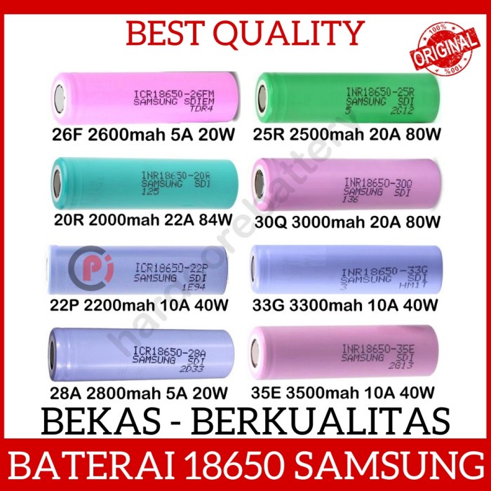 Jual EX SAMSUNG Baterai Cas 18650 Li Ion 3.7 Volt Banyak Tipe Rechargeable | Shopee Indonesia