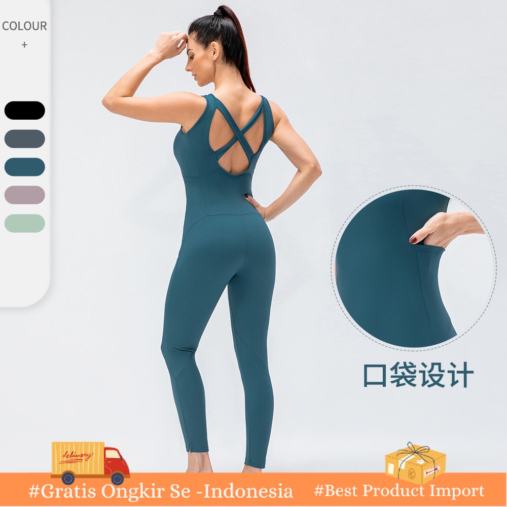 Jual Pakaian Olahraga Wanita Jumpsuit Yoga Eropa dan Amerika Baru Jumpsuit Wanita Seksi Punggung ...