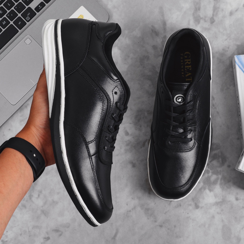 Jual REINER BLACK - (KULIT ASLI) Sepatu Sneakers Pria Casual Man Shoes Original Greata | Shopee ...