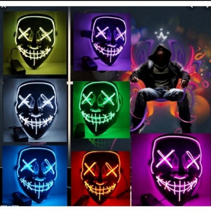 Jual topeng led the purge / topeng hacker / topeng dj / topeng ...