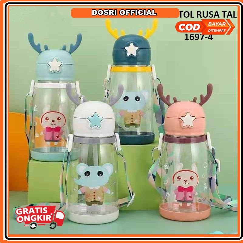 Jual Botol Minum Anak Tanduk Rusa Tali Panjang Dan Sedotan 600ml | Botol Tanduk Rusa Murah Bpa ...