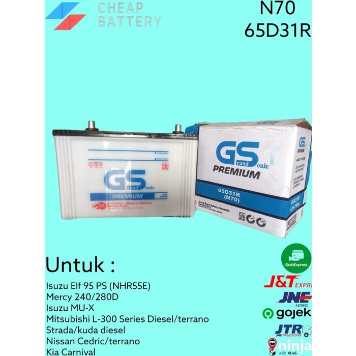 Jual Aki mobil basah GS n70 12v 70ah elf, l-300 MU-X 65d31r | Shopee Indonesia
