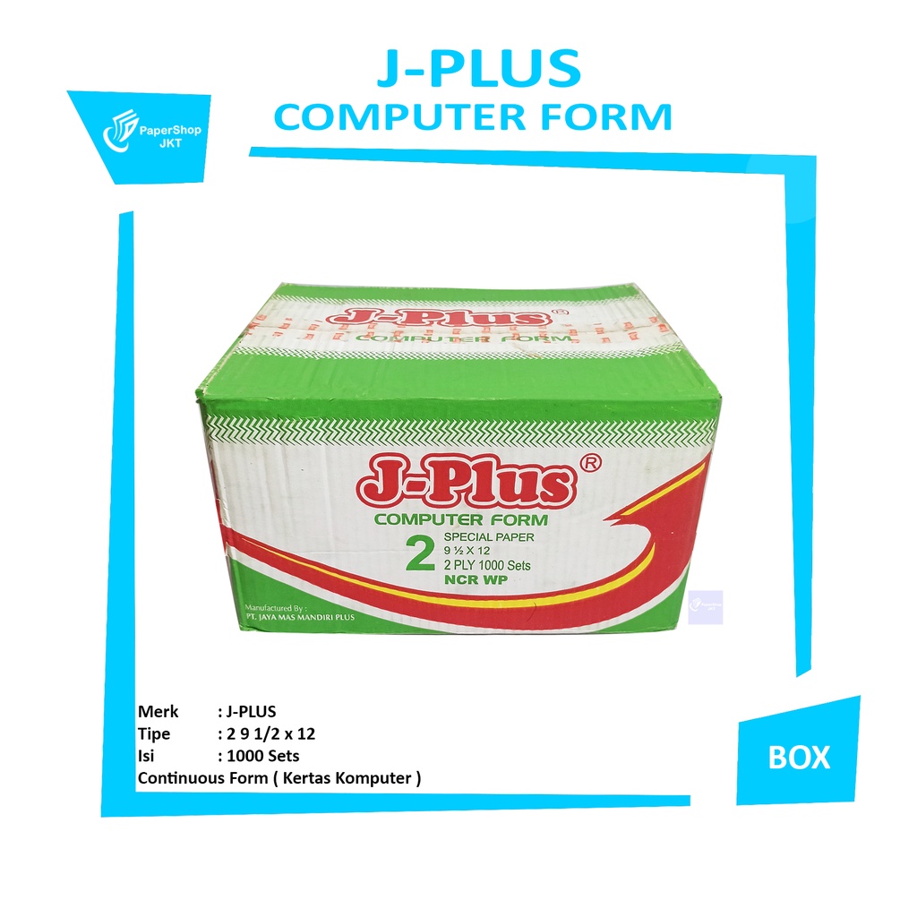Jual J-PLUS - Continous Form 2 Ply 9 1/2 x 12 NCR Kertas Komputer - Box ...