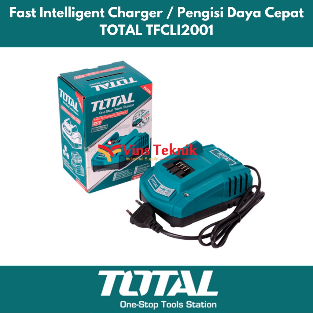 Jual TOTAL TFCLI2001 charger cordless 20V Fast Intelligent Charger ...