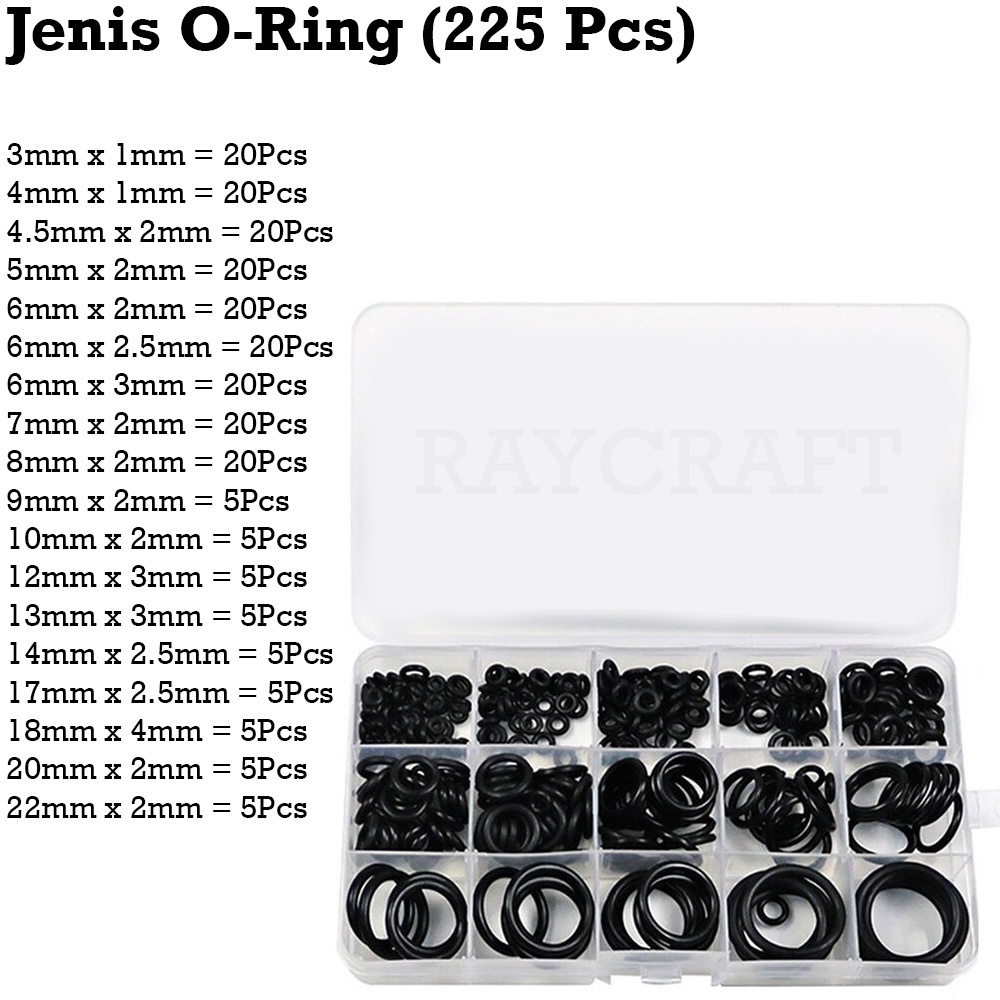 Jual Karet Rubber O Ring Seal Tightening 225 PCS O Ring Kit Rubber O Rings Karet Sil 200Pcs ...