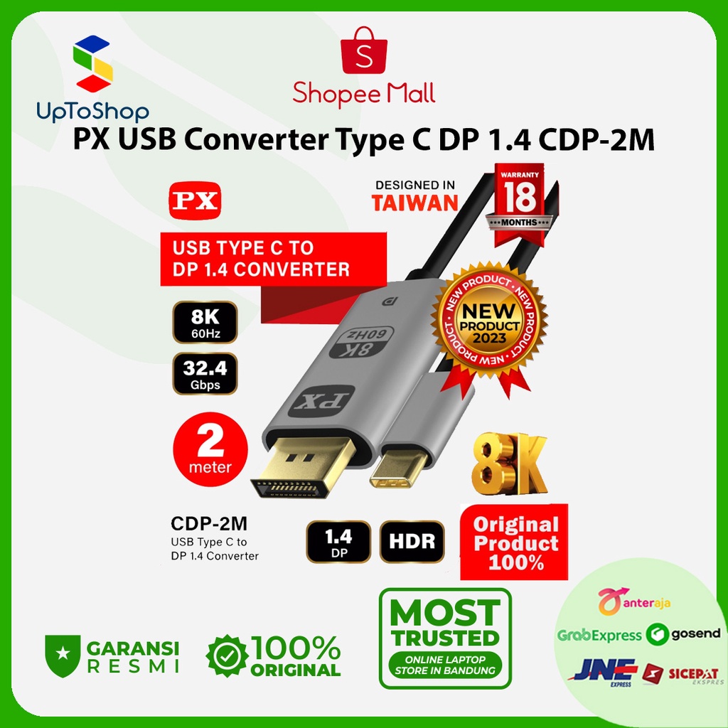 Jual PX CDP-2M Kabel USB Type C Converter to Display Port Laptop ke TV 8K | Shopee Indonesia