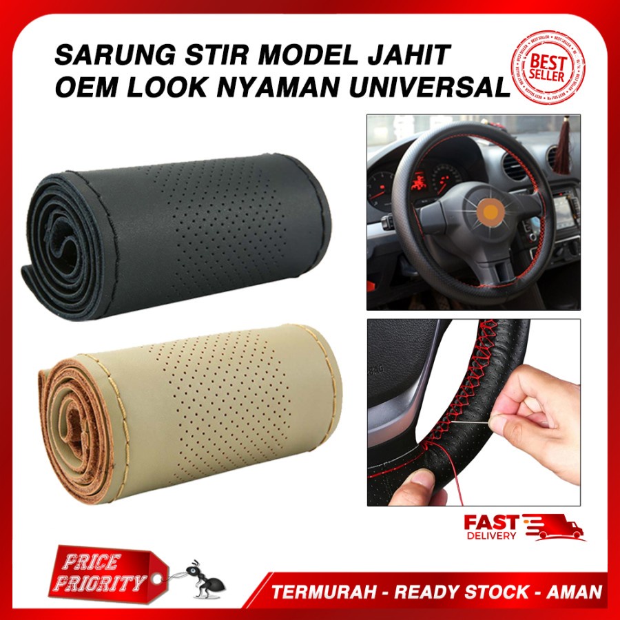 Jual Sarung Stir Setir Mobil Jahit OEM Cover Setir Mobil Kulit ...