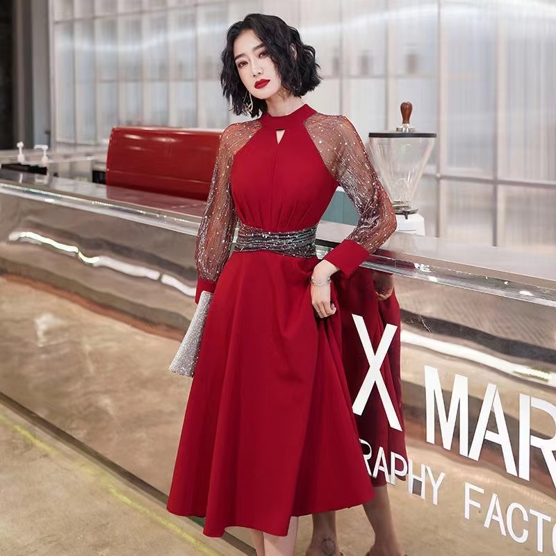 Jual FANMU 2025 gaun malam hitam Korea baru/gaun merah | Shopee Indonesia