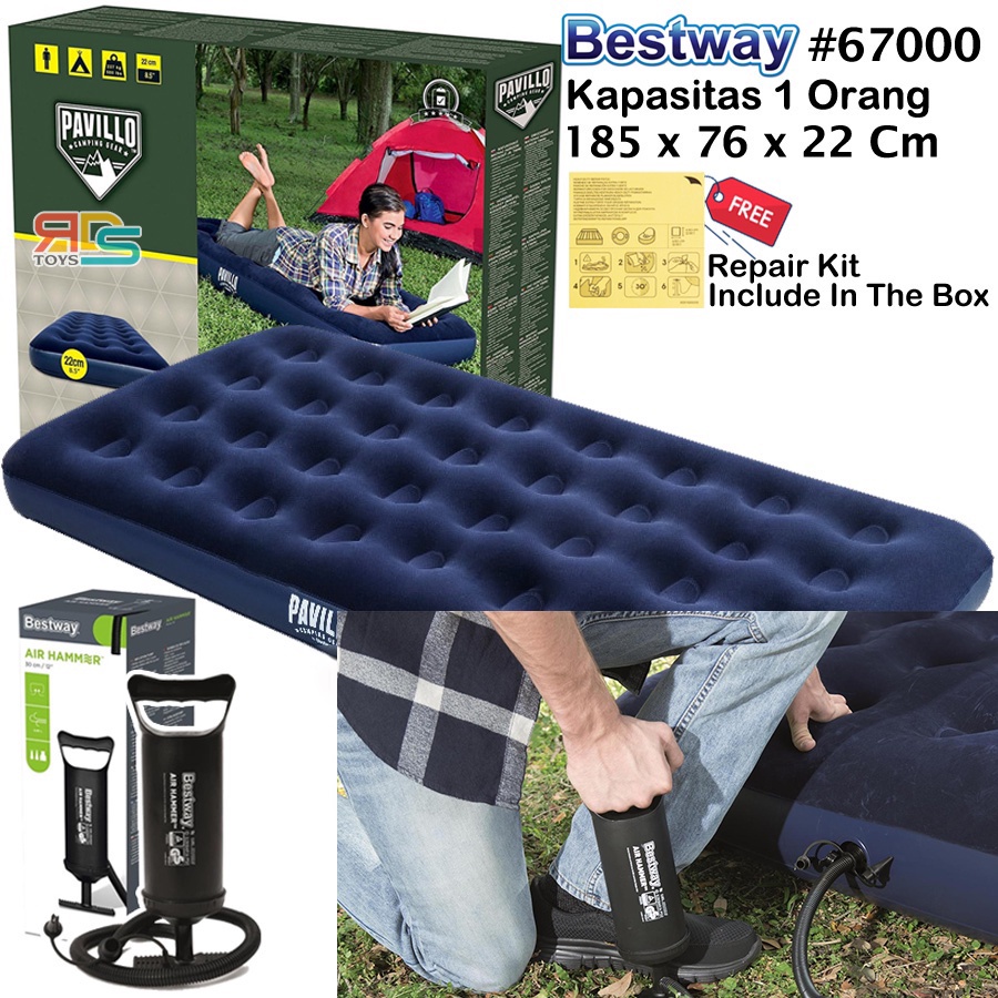 Jual Bestway 67000 Kasur Angin Single [185cm x76cm] / Paket Kasur Tiup ...