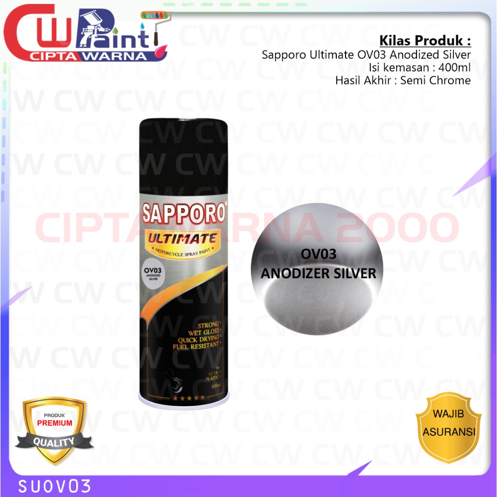 Jual Cat Saporo Sapporo Ultimate ANODIZED SILVER OV03 / Sapporo Spray ...