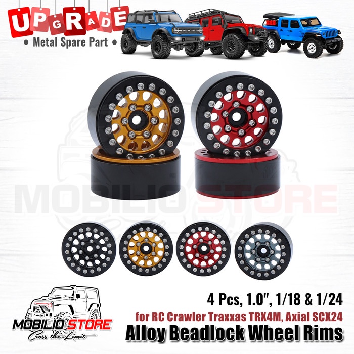Jual Velg Metal - Alloy Beadlock Wheel Rims for TRX4M Traxxas SCX24 ...