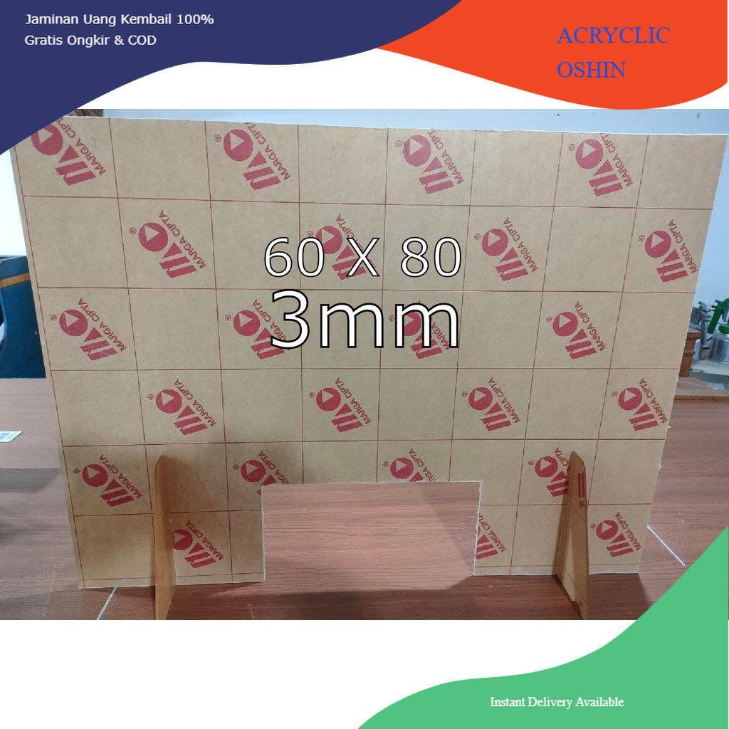 Jual Partisi / Sekat Akrilik meja Kasir ukuran 60 x 80 cm bening 3mm ...