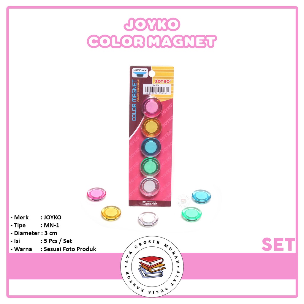 Jual JOYKO - Magnet Papan Tulis Whiteboard Kulkas MN-1 3 cm Bulat ...