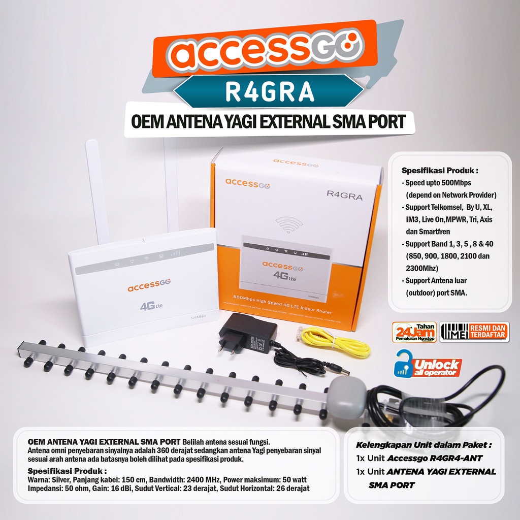 Jual AccessGo Paket Antena dan Router 4G | Shopee Indonesia