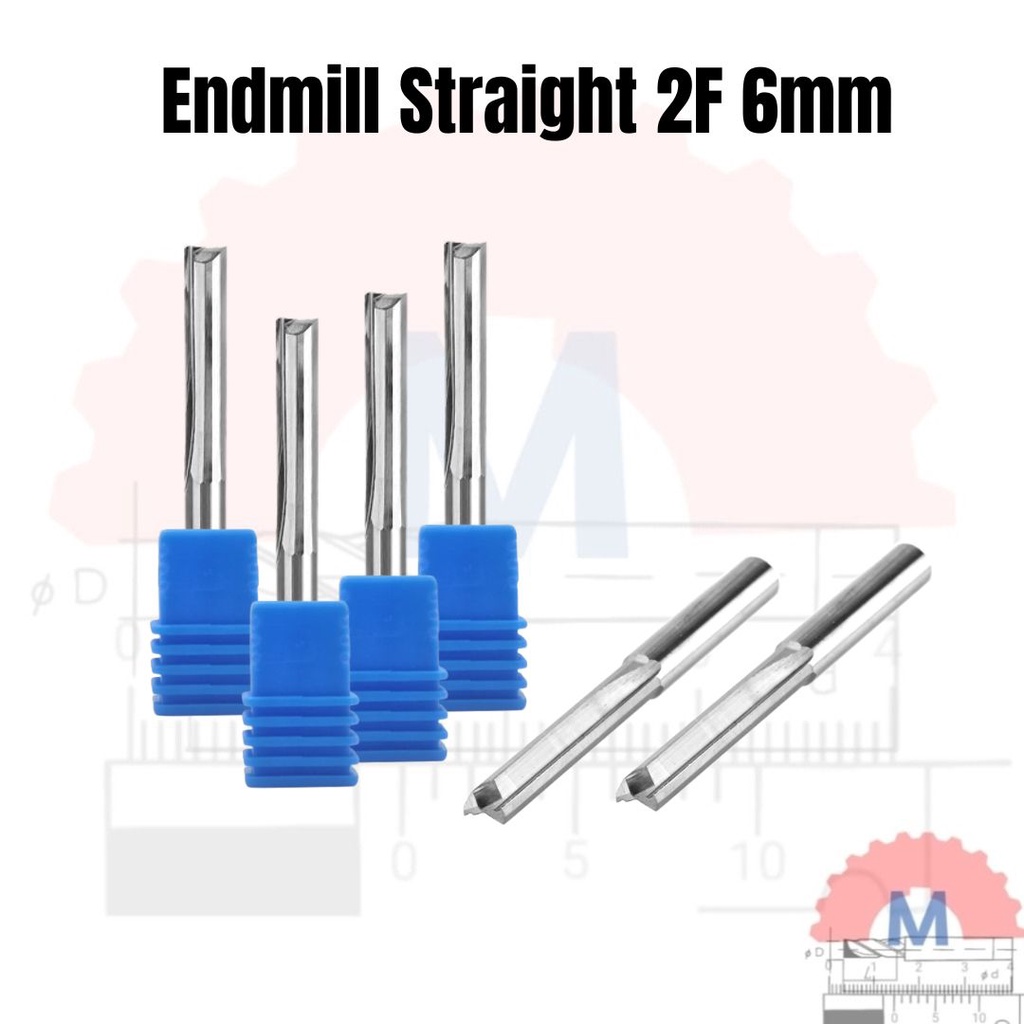 Jual ms7 Endmill 2F Lurus 6mm Carbide 6 mm straight end mill cnc router ...