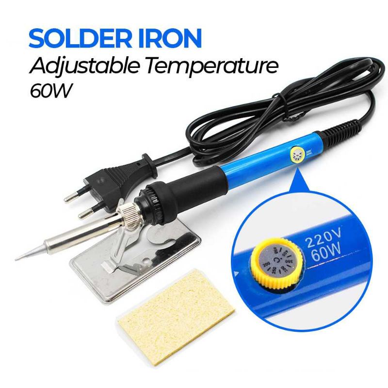 Jual Solder Listrik Iron Adjustable Temperature 60W + 5 Pcs Kepala Tip Solder | Shopee Indonesia