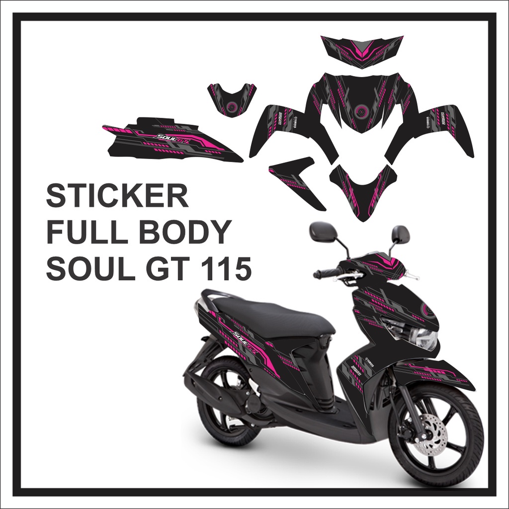 Jual Stiker Striping Decal Motor SOUL GT 115 Motif Garis Hitam Merah ...