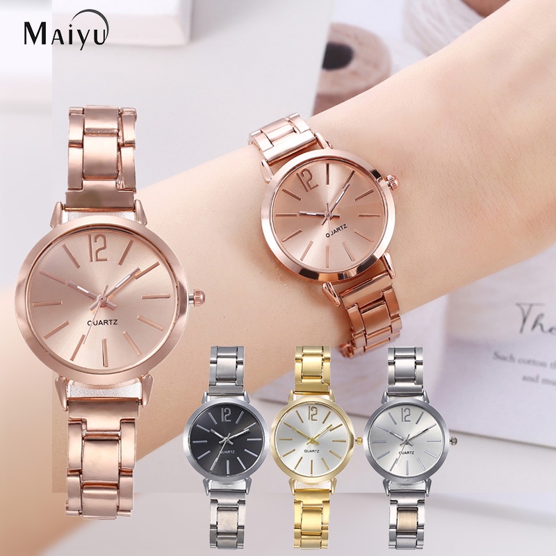 Jual Jam Tangan Wanita A0205 Geneva Steel Band Alloy Watch Fashion ...