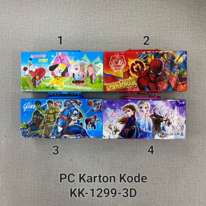 Jual Pencil Case Karton Karakter Kode 3 Susun KK-1299-3D / Tempat Pensil | Shopee Indonesia