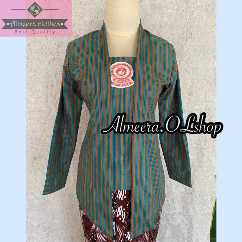 Jual Kebaya dan Sorjan kebaya lurik alusan warna hijau tosca raja kepng istimewa Lurik | Shopee ...