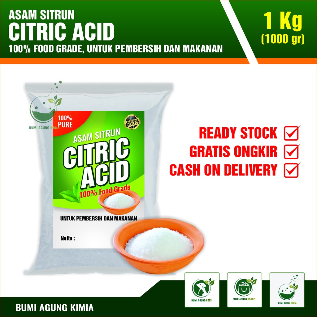 Jual CITRIC MONOHYDRATE/ CITRUN / SITRAT - 1 KG FOOD GRADE 1KG PREMIUM ...