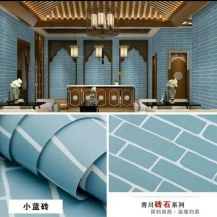 Jual BERKUALITAS Wallpaper BATA BIRU GARIS PUTIH - Wallpaper Dinding ...