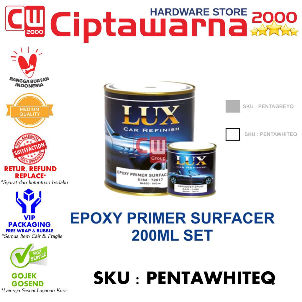 Jual Cat Penta LUX Epoxy Primer Surfacer 200 Gram Palembang - Grey ...