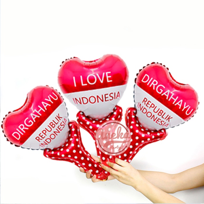 Jual Balon Foil Pentungan Dirgahayu Love / Balon Pentung HUT RI Merah ...