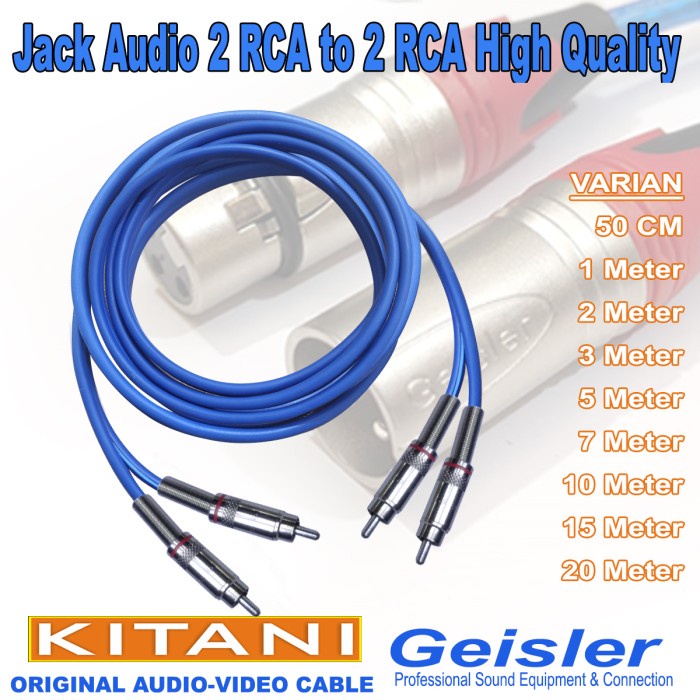 Jual JUAN - Kabel Jack Audio RCA 2 to 2 RCA 1-20 Meter Original GEISLER ...
