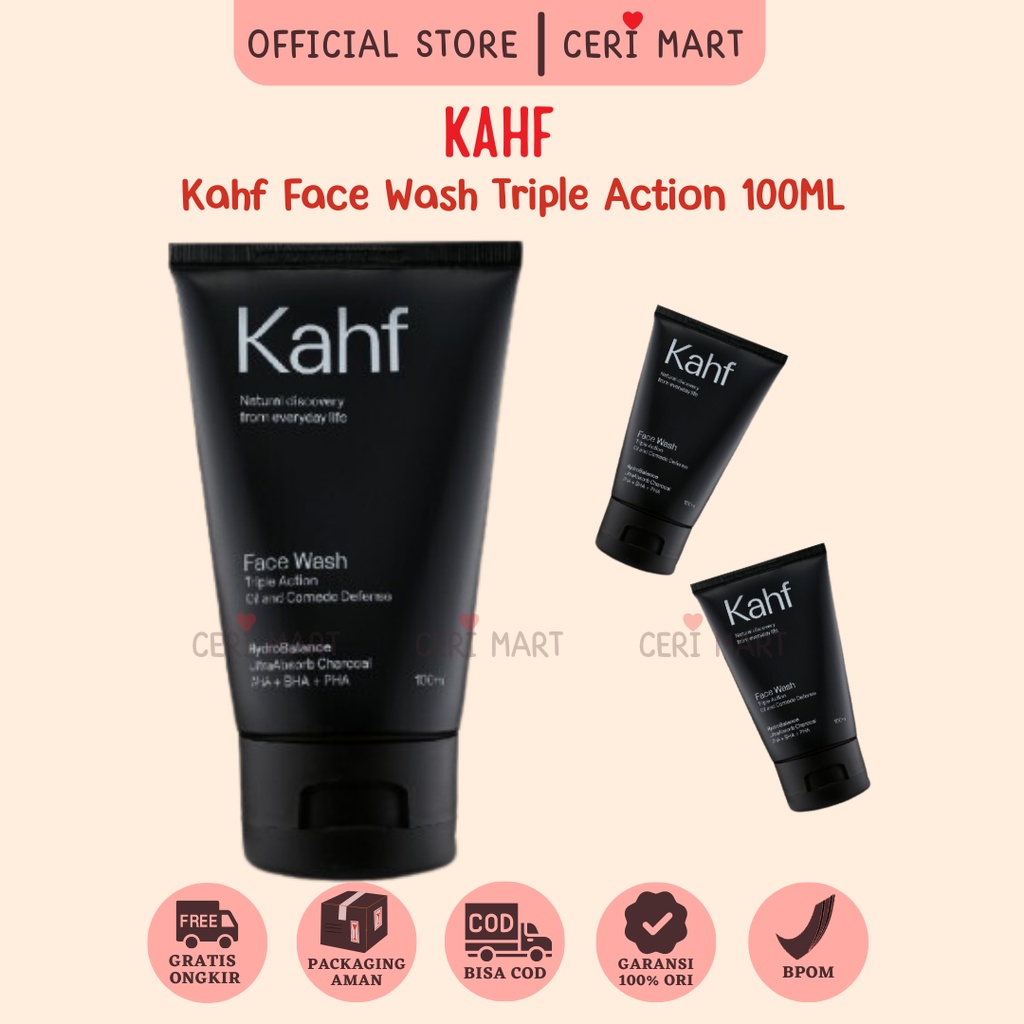 Jual Kahf Triple Action Oil and Comedo Defense Face Wash 100 ml - Sabun ...